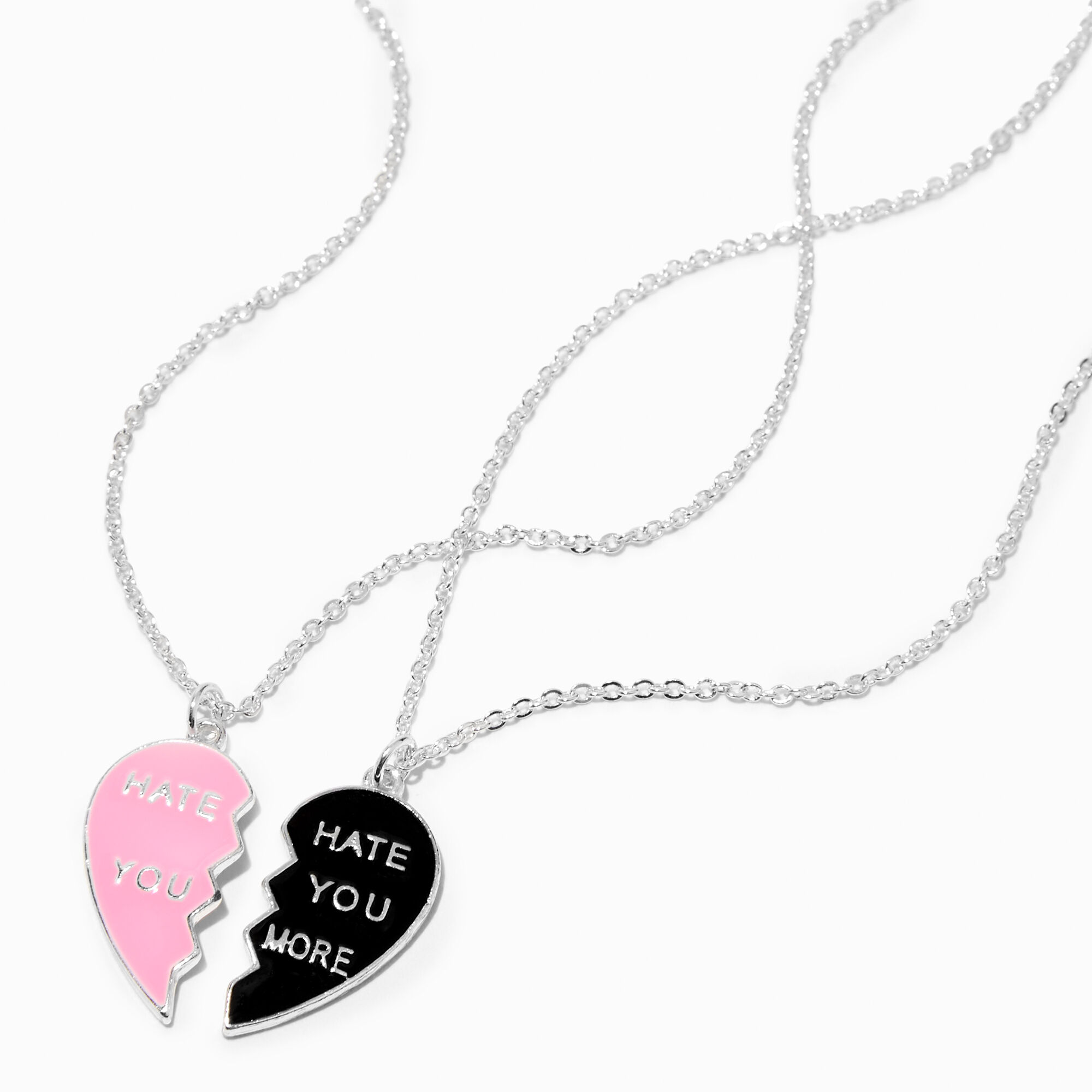 Best Friends Hate You Hate You More Split Heart Pendant Necklaces 2 Pack