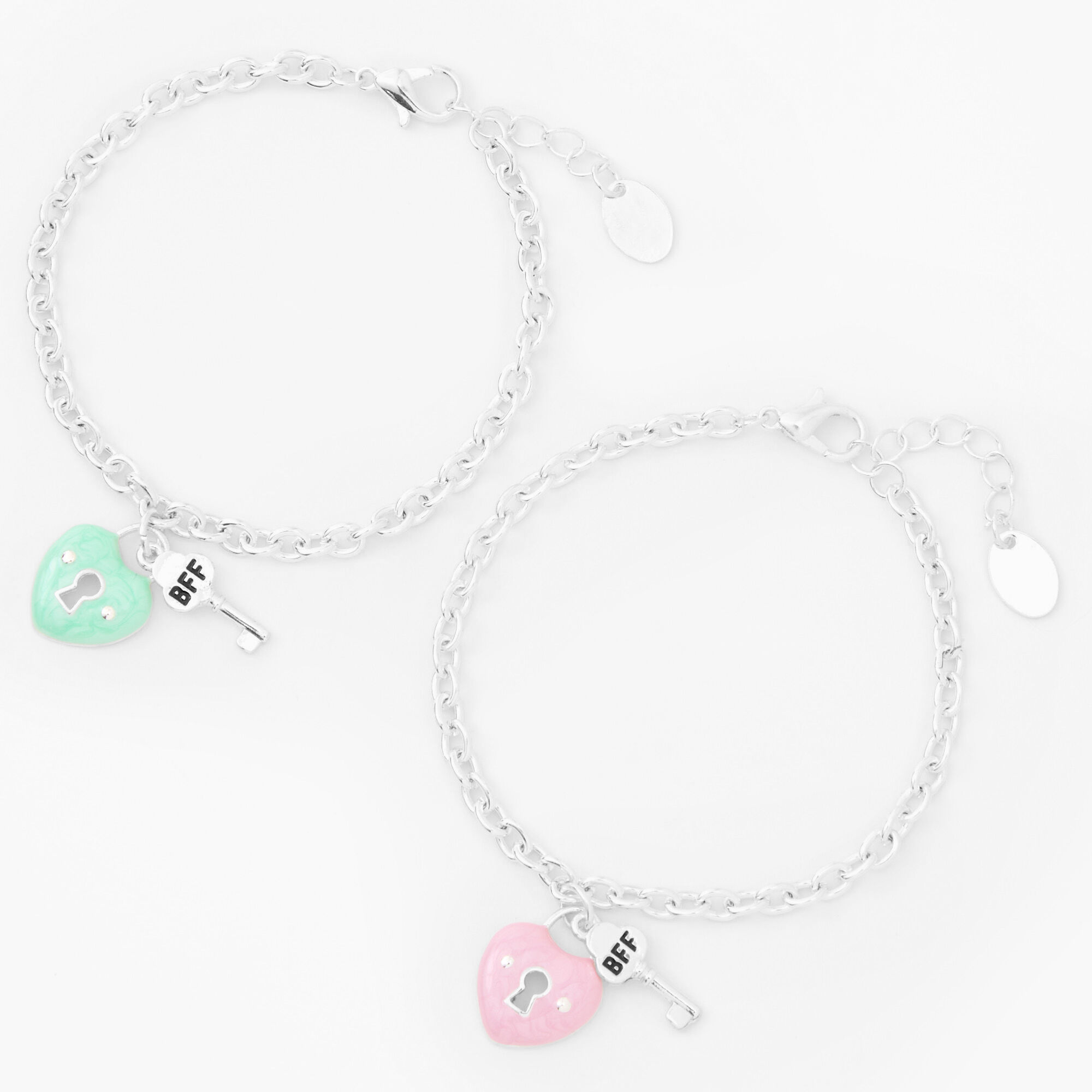Best Friends Heart Lock Charm Bracelets 2 Pack
