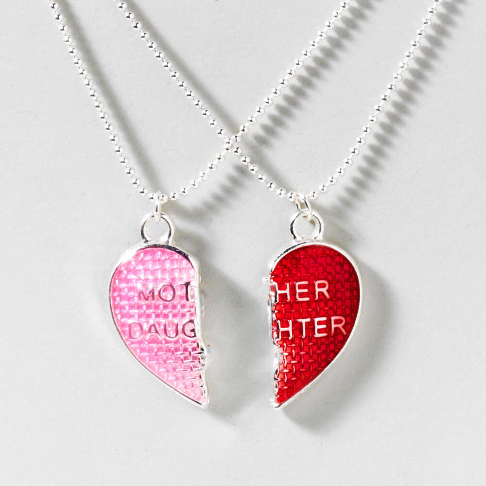 Mother daughter heart necklace store